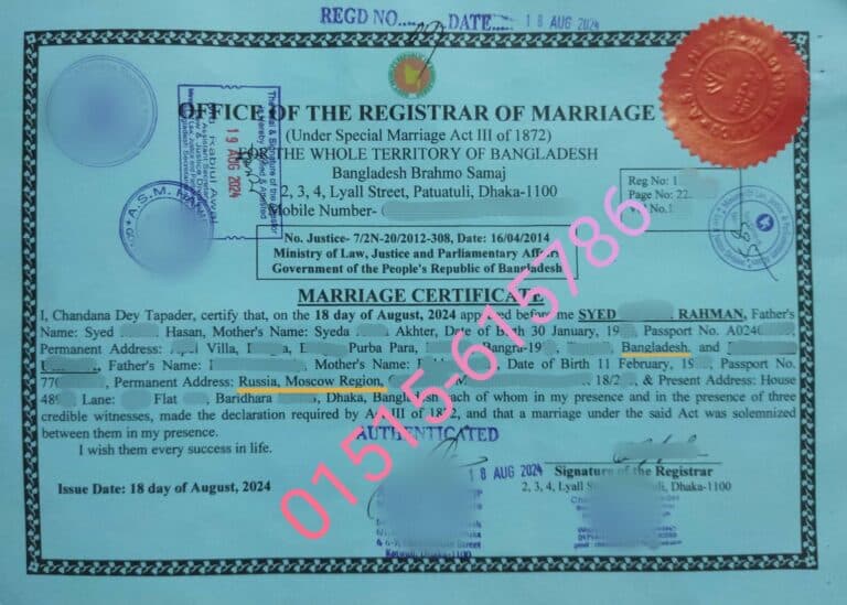 How foreign citizens can get marriage certificate bangladesh